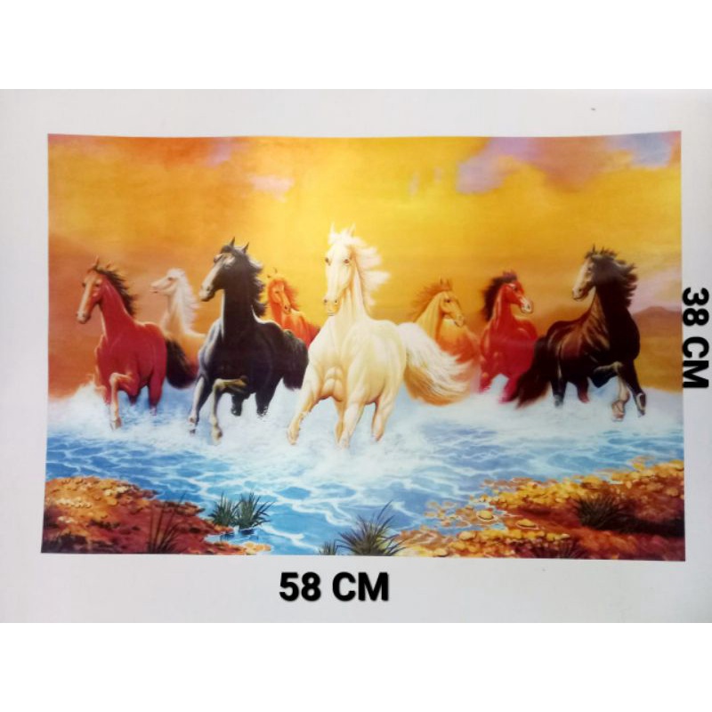 Jual POSTER KUDA 3 DIMENSI UKURAN 58X38 cm (terlihat hidup dan nyata ...
