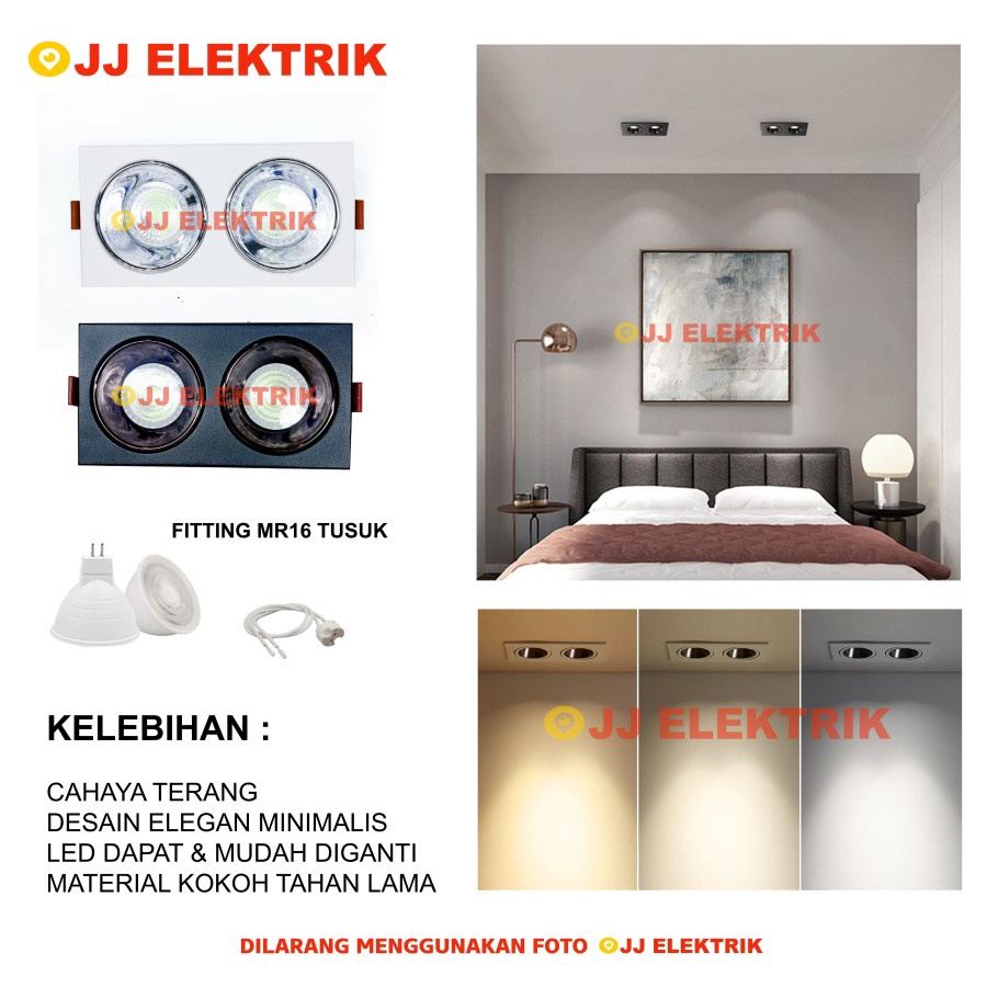 Jual Lampu Downlight Halogen MR16 Spotlight 2 X 3W 5W 7W Sorot Plafon Spot LED 3/5/7 Watt 2 ...
