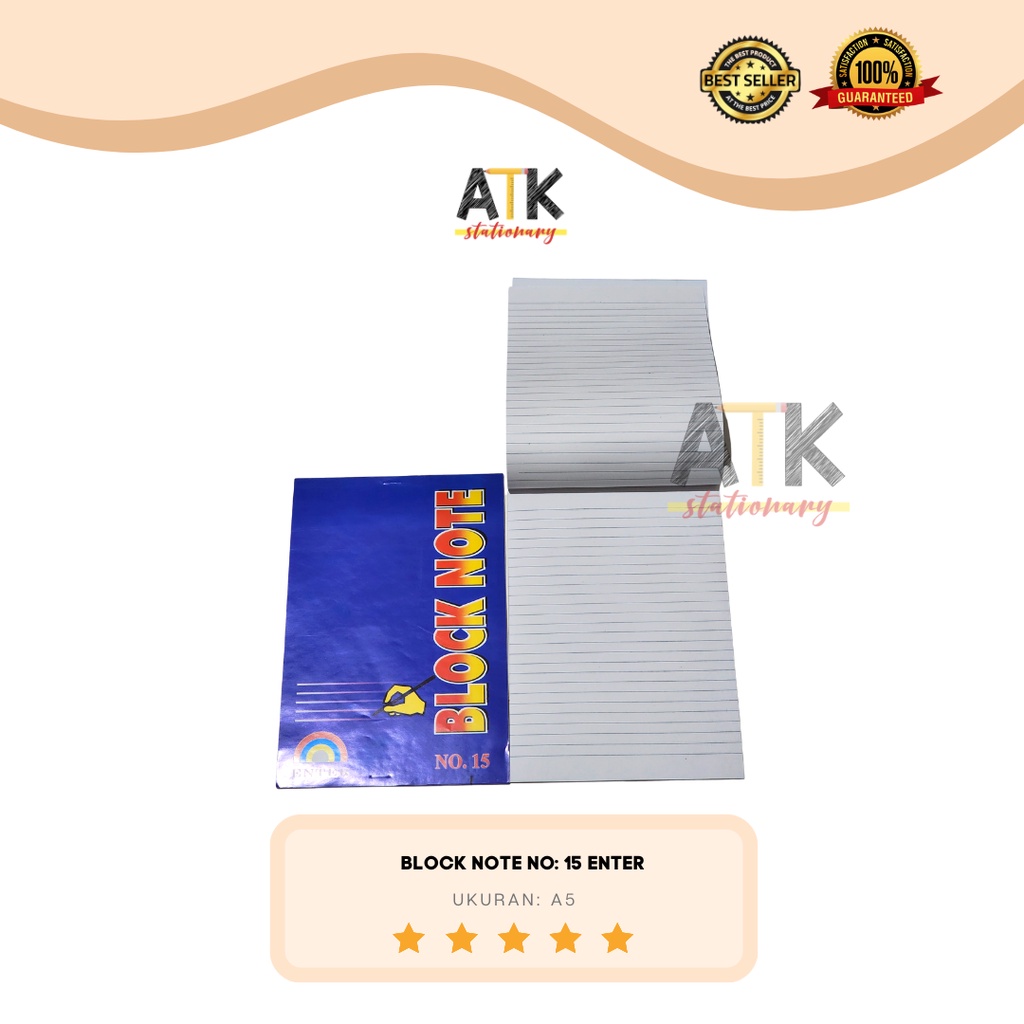 Jual Block Note Garis Ukuran A5 Blocknote Enter No 15 / Buku Catatan / Buku Murah atk | Shopee ...