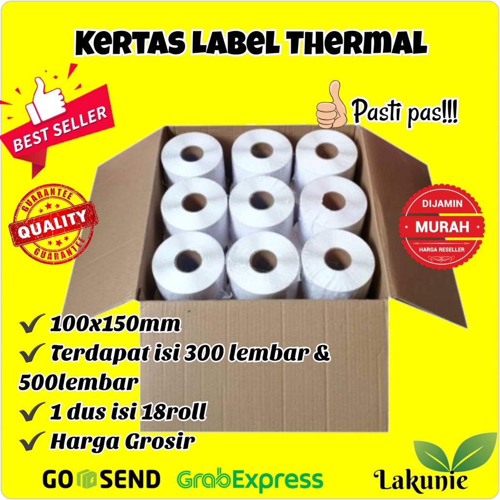Jual Kertas Stiker Thermal Label Barcode 100x150 mm Lakunie [per Dus ...