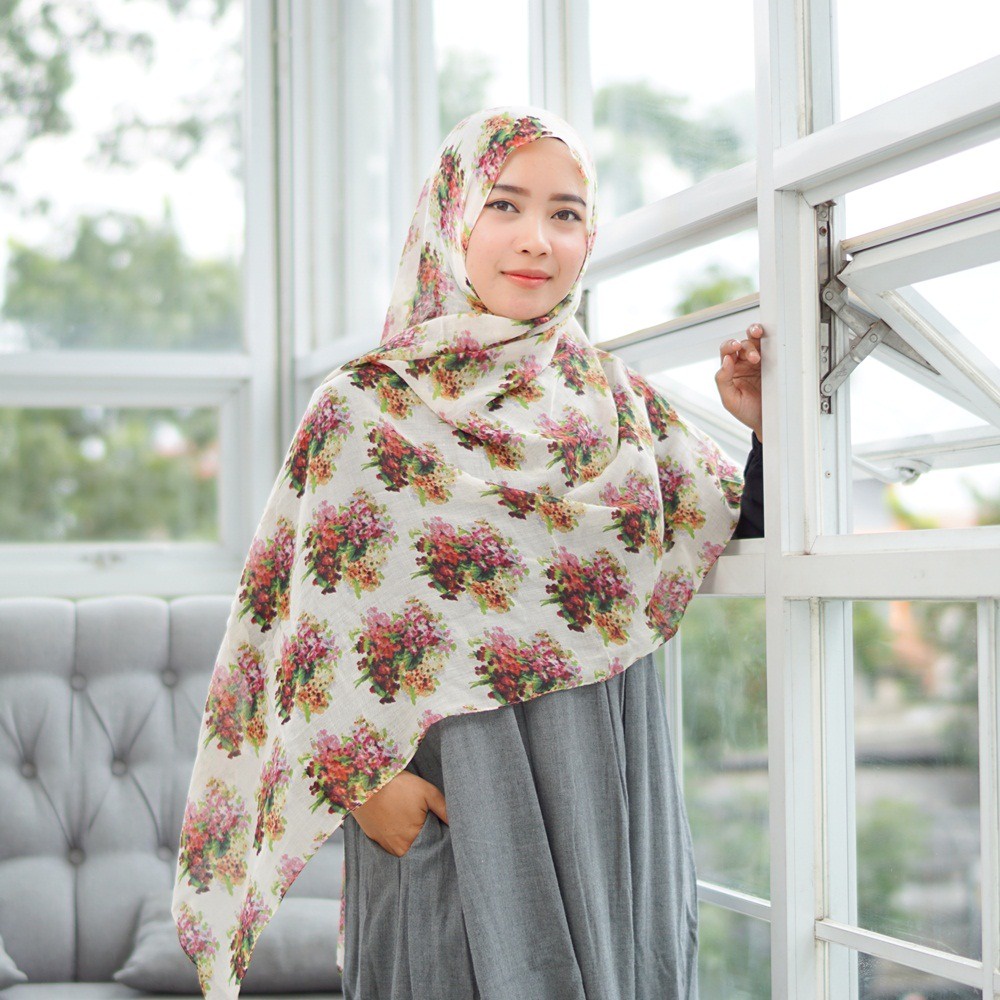 Jual Pashmina Hijab Bermotif Printing Polyester / Kerudung Panjang Motif / Jilbab Pasmina ...