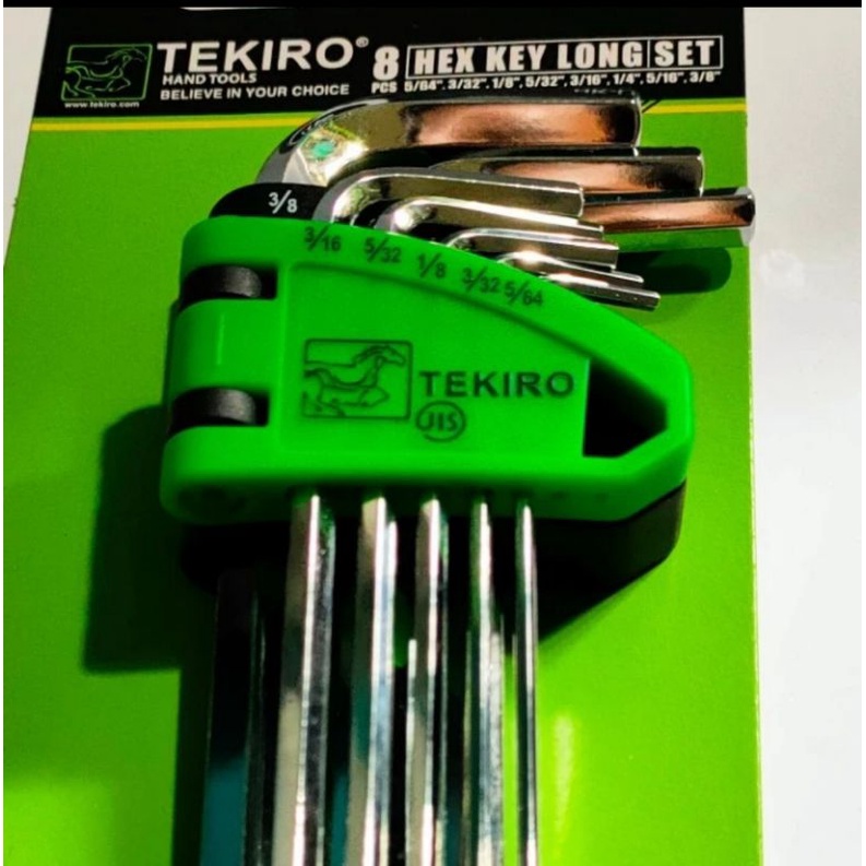 Jual Tekiro Kunci L Panjang set inchi 5/64" - 3/8" / hex key long set 8 ...