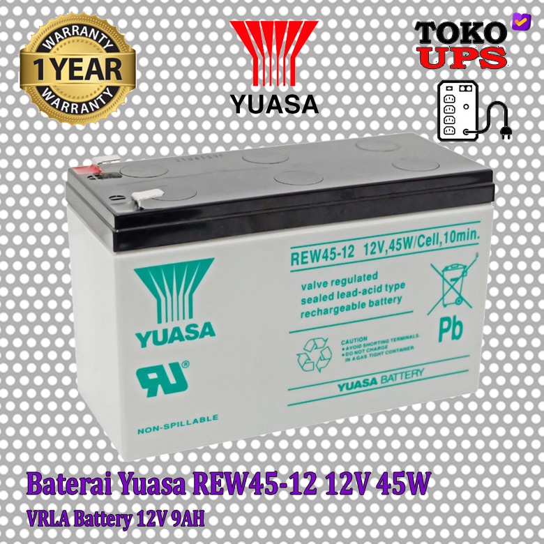 Jual Aki Kering 12v 9ah Baterai Yuasa 12V 9AH | Yuasa REW45-12 12V 45W | Shopee Indonesia