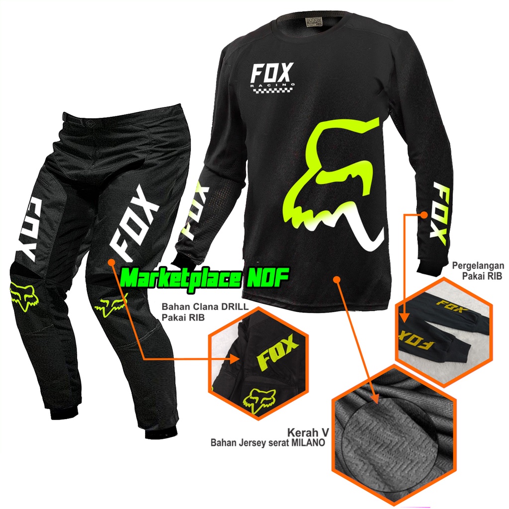 Jual jersey adventure cross trail Motocross baju Motor mx Hitam Stabilo ...