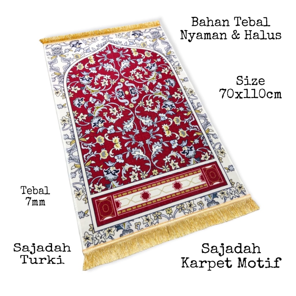 Jual Sajadah Turki Tebal Sajadah Karpet Bludru Premium Motif Lembut ...