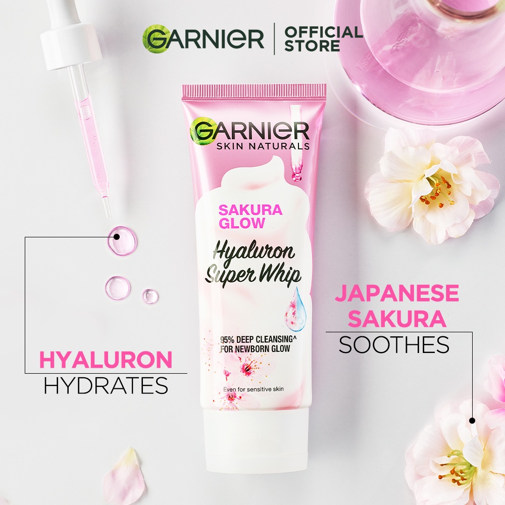 Jual GARNIER Sakura Glow Hyaluron Super Whip Foam - 100ml | Shopee ...