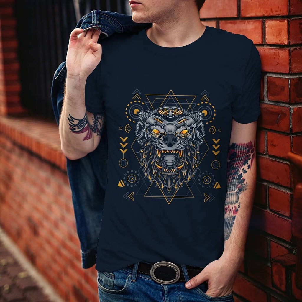 Jual Kaos distro premium - Head tiger cyborg vector | Shopee Indonesia