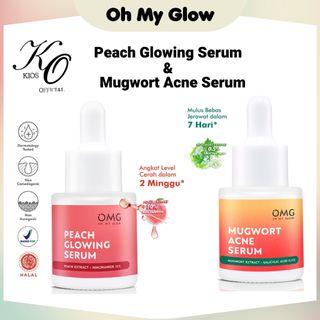 Jual OMG Oh My Glow Peach Glowing Serum & Mugwort Acne Serum 20ml / Serum Wajah | Shopee Indonesia