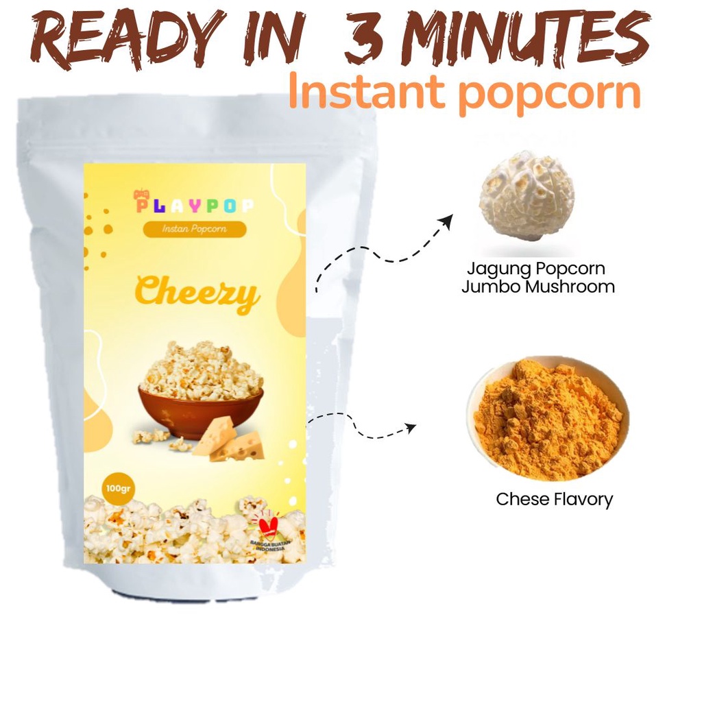 Jual Playpop Popcorn Instant Gourmet Cheezy Popcorn Rasa Keju Snack ...