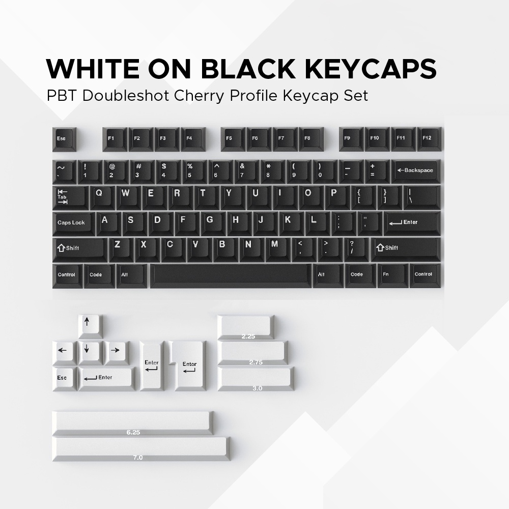 Jual Noir White On Black Keycaps - PBT Double Shot Cherry Profile ...