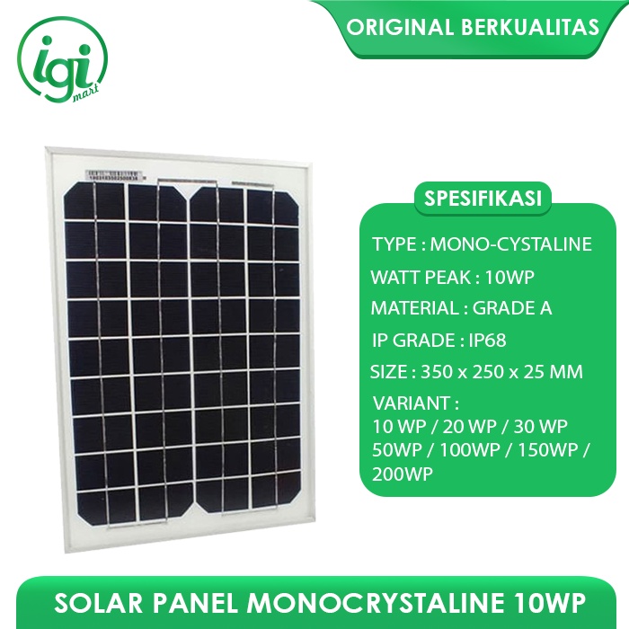 Jual SOLAR PANEL 10w / SOLAR CELL 10watt / PANEL SURYA 10WP MONO INSCOM ...