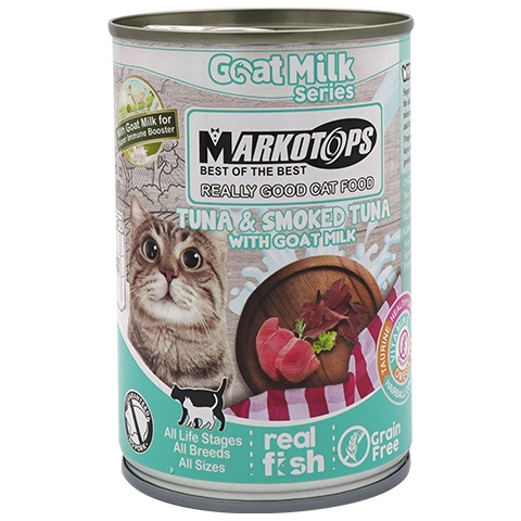 Jual Markotops Can Tuna & Smoked Tuna With Goat Milk Wet Cat Food ...