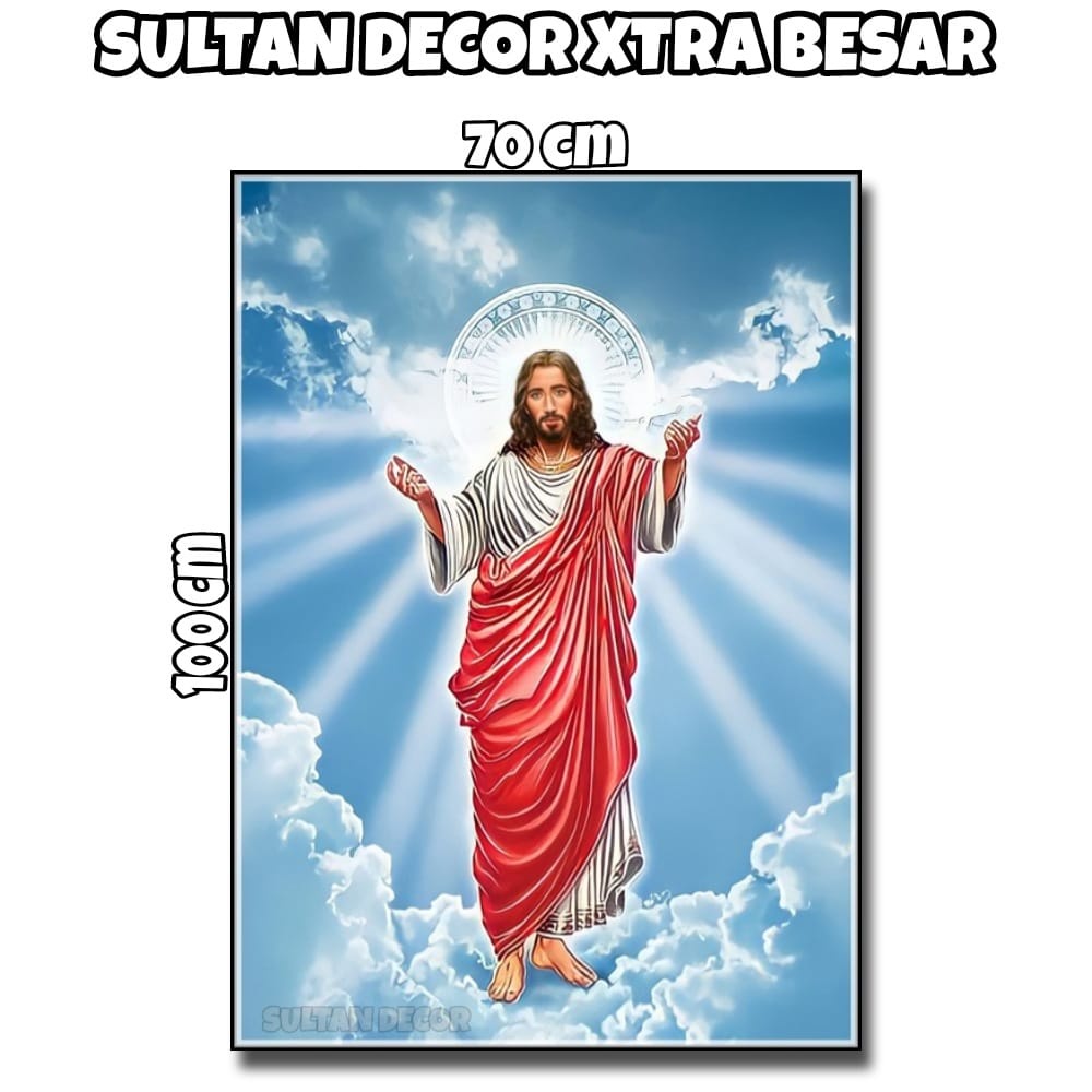 Jual LUKISAN POSTER CETAK YESUS XTRA BESAR UKURAN 100X70CM 150X100CM ...