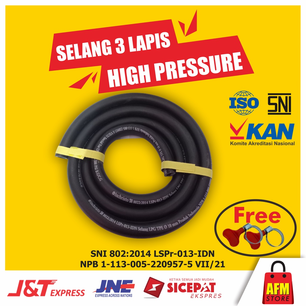 Jual SELANG GAS LPG TPE 3 LAPIS "INCHRISTO" ORIGINAL WARNA HITAM ...