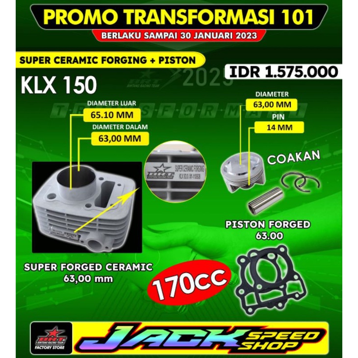 Jual BLOK PISTON BRT KLX 150 / KLX 140 / BF DTRACKER D TRACKER 63mm ...