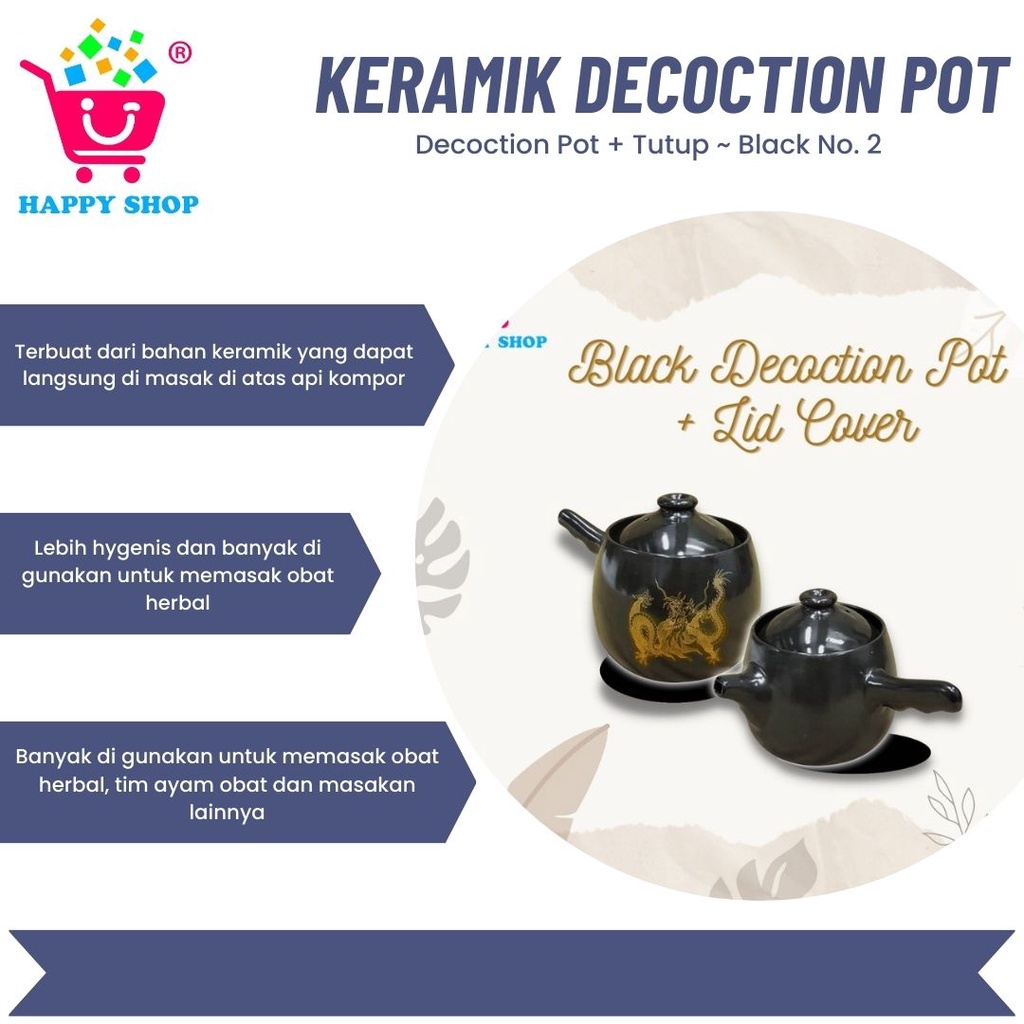 Jual Keramik Decoction Pot + Tutup Black No. 2 | Shopee Indonesia