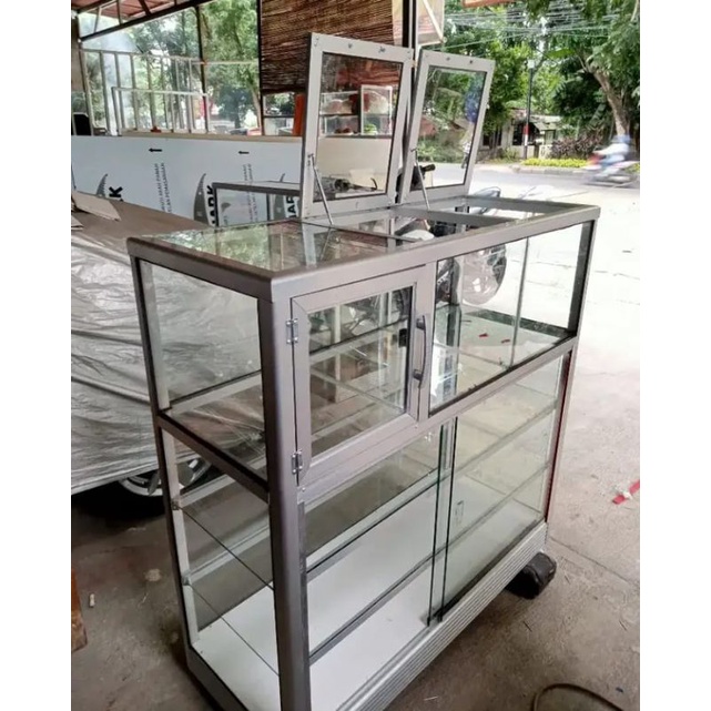 Jual etalase beras etalase aluminium etalase kaca ukuran 1m bisa ...