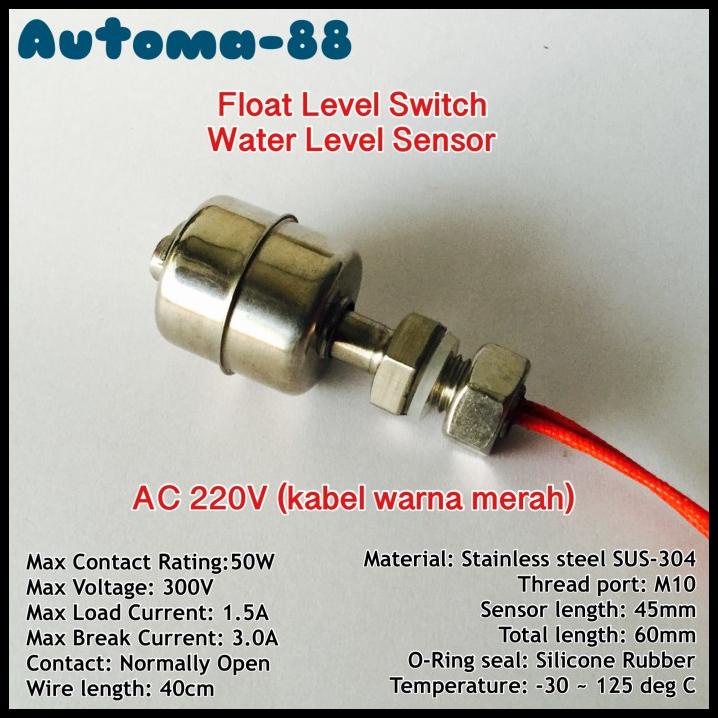 Jual GRATIS ONGKIR 220V WATER FLOAT SWITCH LURUS STAINLESS 45MM 60MM ...