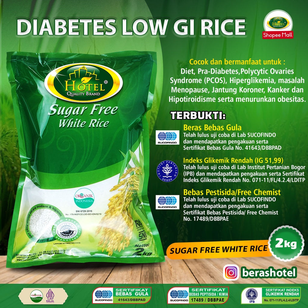 Jual Beras Diabetes Organik 2 kg-BERAS DIABETES LOW GI White Rice-Beras ...