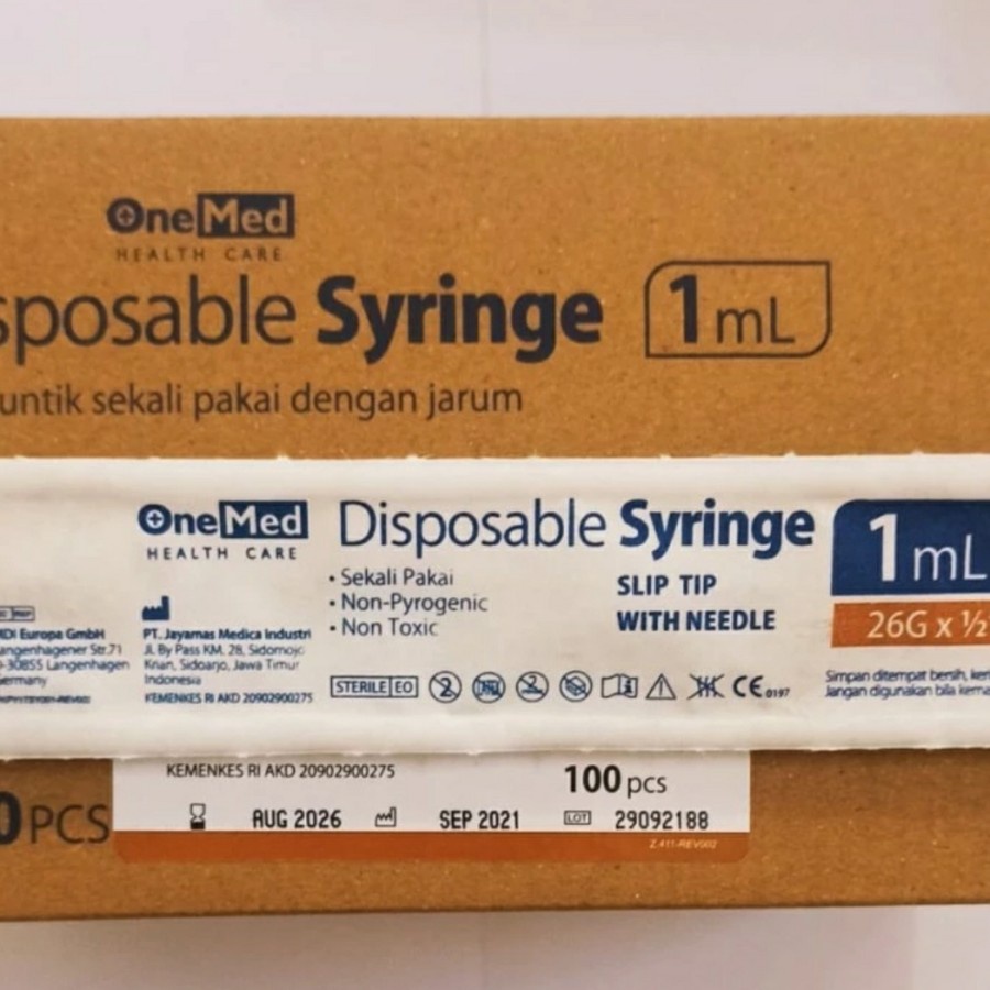 Jual Syringe 1cc/ml - Spuit Onemed Box 100pcs | Shopee Indonesia