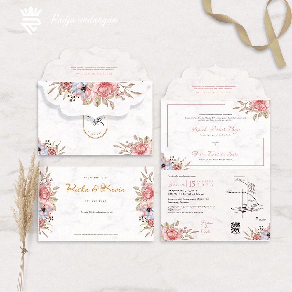 Jual Undangan pernikahan model semi amplop pola | Shopee Indonesia