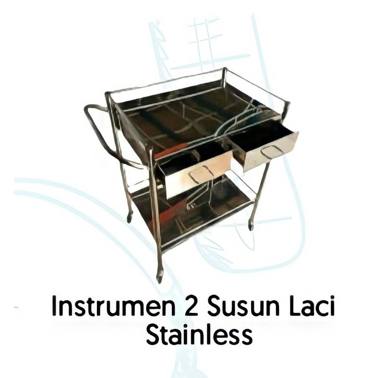 Jual Troley Instrumen 2 Rak 2 Laci/Meja dorong 2 Rak 2 Laci Kebutuhan ...