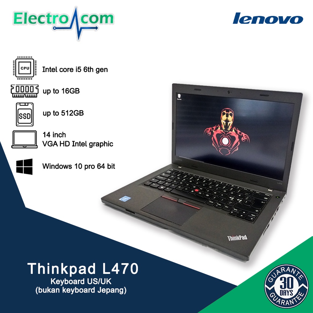 Jual Laptop Lenovo Thinkpad L470 i5 Gen6 RAM 16GB SSD 512GB 14Inch ...