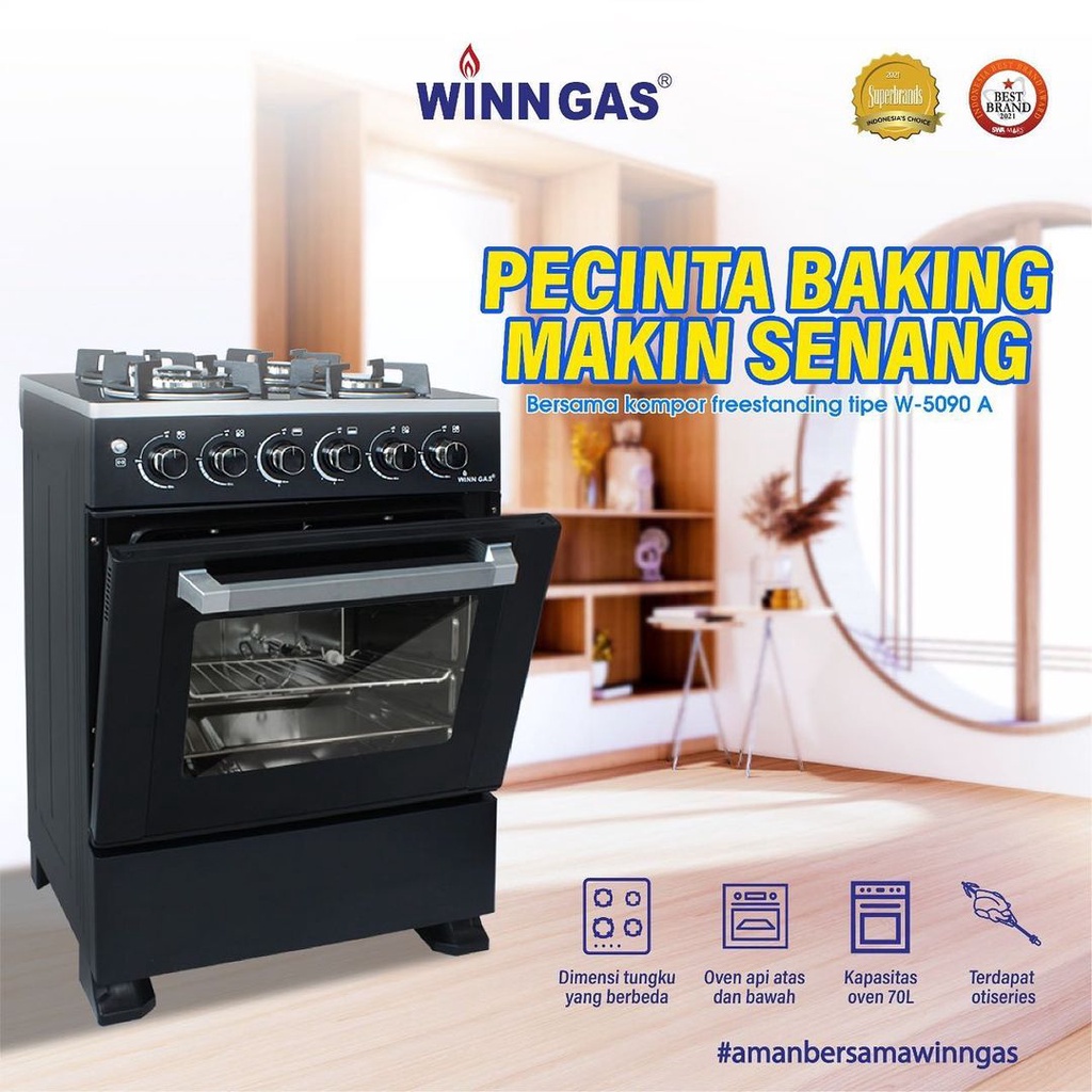 Jual WINN GAS KOMPOR FREESTANDING + OVEN 4 TUNGKU W-5090 MULTIFUNGSI ...