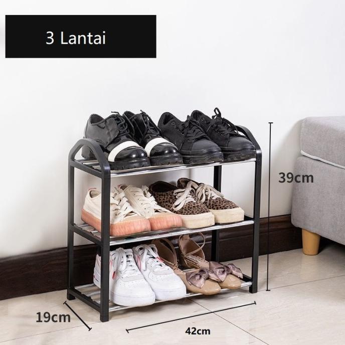 Jual Rak sepatu / sendal shoe rack rangka besi 4 tingkat Portable ...