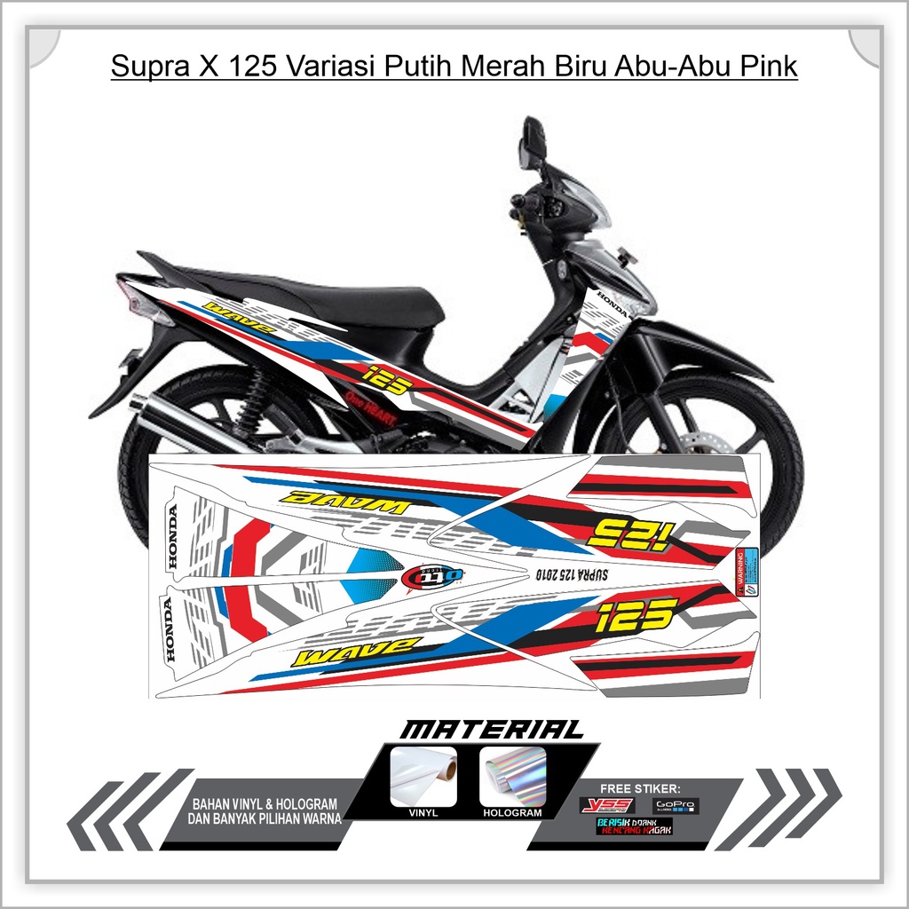 Jual STIKER STRIPING VARIASI SUPRA X 125 BAHAN PUTIH/HOLOGRAM VINYL|LIS ...
