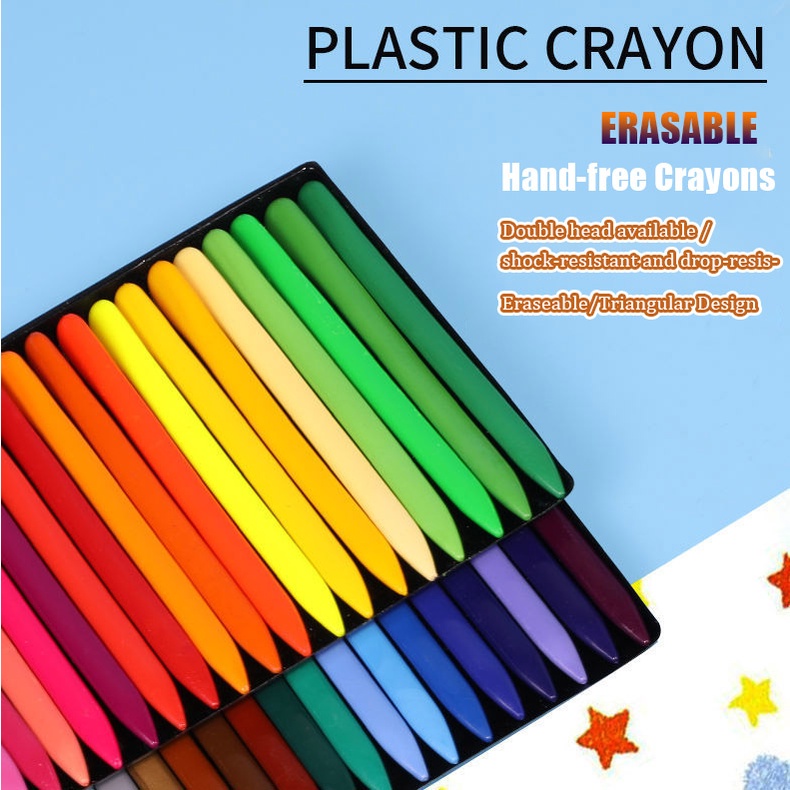 Jual Plastic Crayon non Toxic | Krayon Mewarnai Ajaib Bentuk Segitiga ...