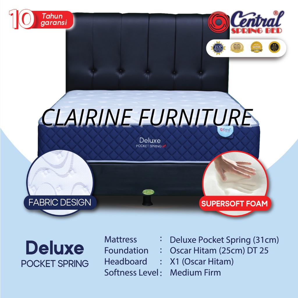 Jual Kasur Central Springbed Deluxe Pocket Spring Full Set 90 100