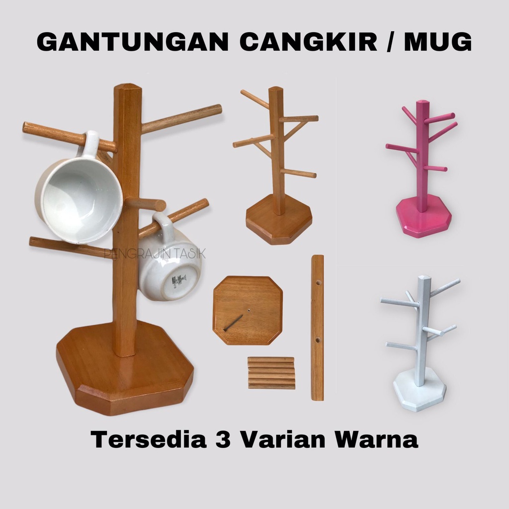 Jual Tempat Cangkir / Rak Gelas Cangkir Bahan Kayu / Rak Gelas Cantik ...