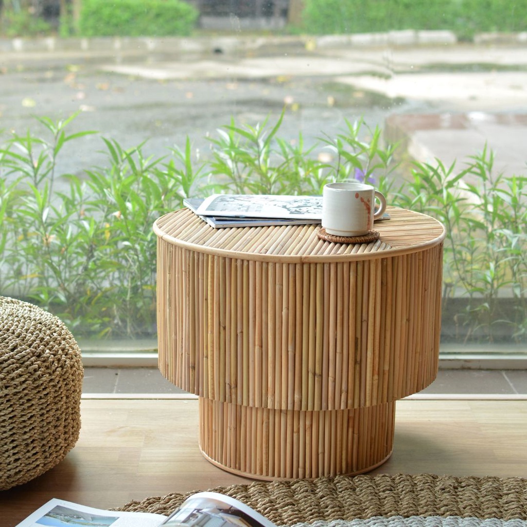 Jual Meja Rotan Round Side Table RKFU-20019 Anyaman Rotan Asli Handmade ...