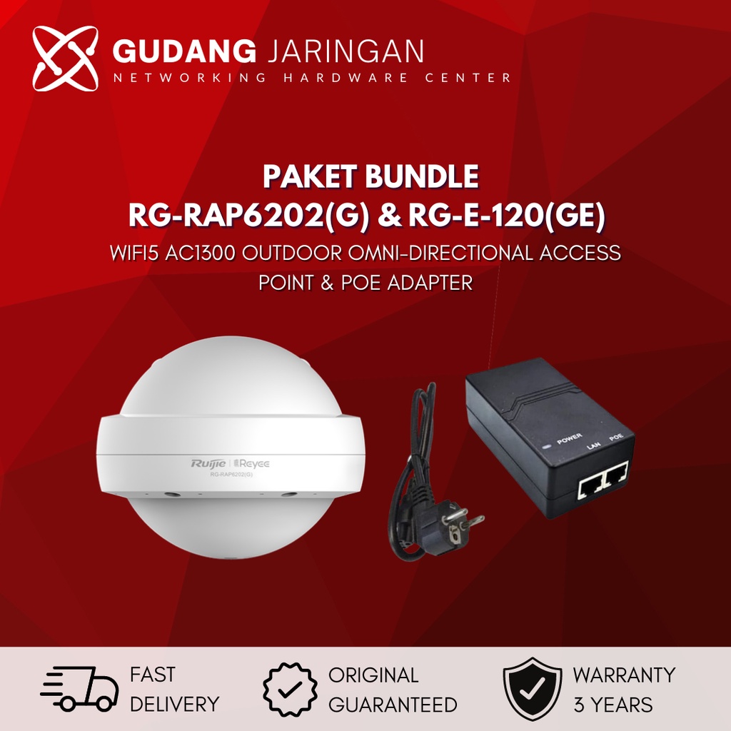 Jual PAKET RG-RAP6202G & RG-E-120GE OUTDOOR OMNI AP & POE ADAPTER ...