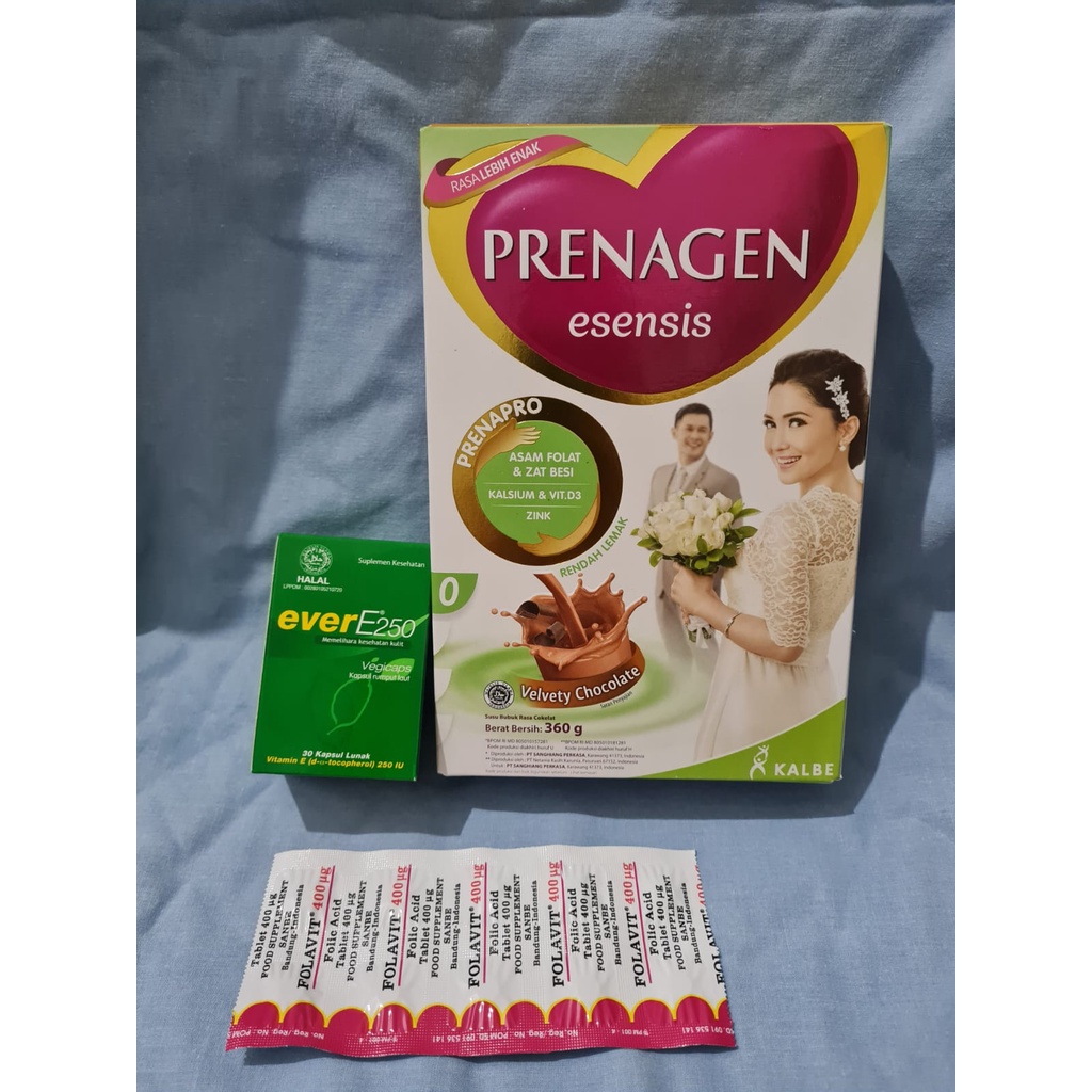 Jual PROMO Prenagen Esensis 360gr + Ever E botol GRATIS Folavit 1 strip ...