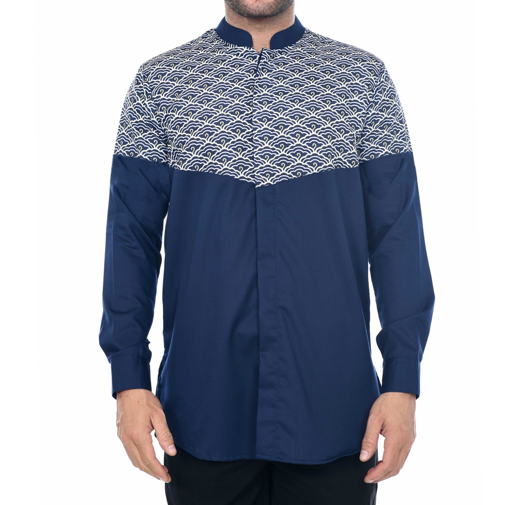 Jual Baju Koko Lengan Panjang Kombinasi Batik Motif Megamendung ...