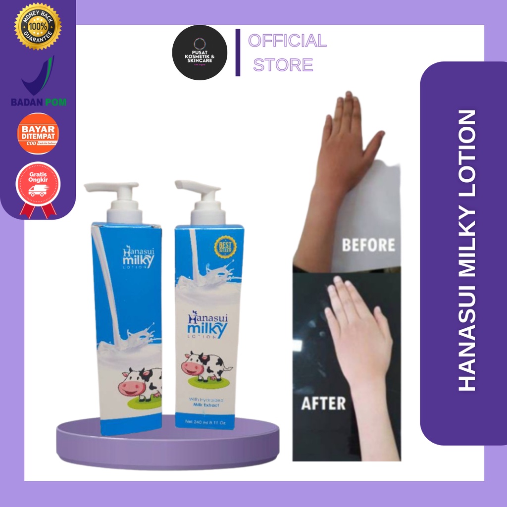 Jual HANASUI MILKY LOTION WITH MILK EXTRACT BODY LOTION 240 ML BPOM | Shopee Indonesia