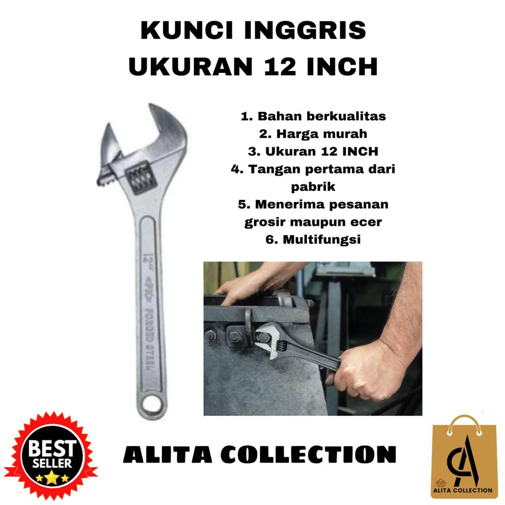 Jual KUNCI INGGRIS UKURAN 12 INCH BAHAN BESI TEBAL WARNA CHROME HARGA ...