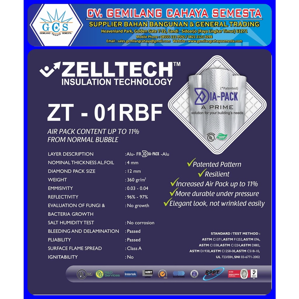 Jual Aluminium Foil Zelltech ( ZT-01RBF ) / insulation / Peredam Panas | Shopee Indonesia