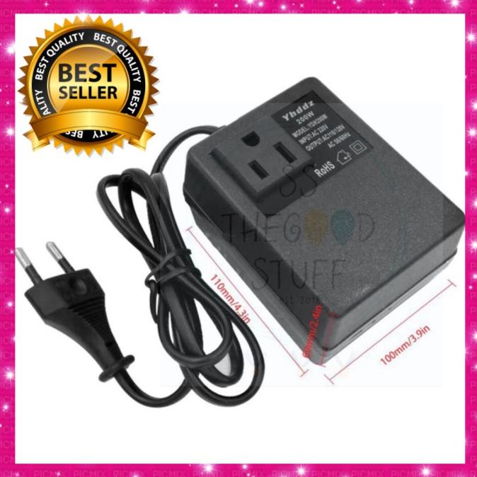Jual Converter Voltage 200W AC 220V to 110V Step Down Transformer EU ...