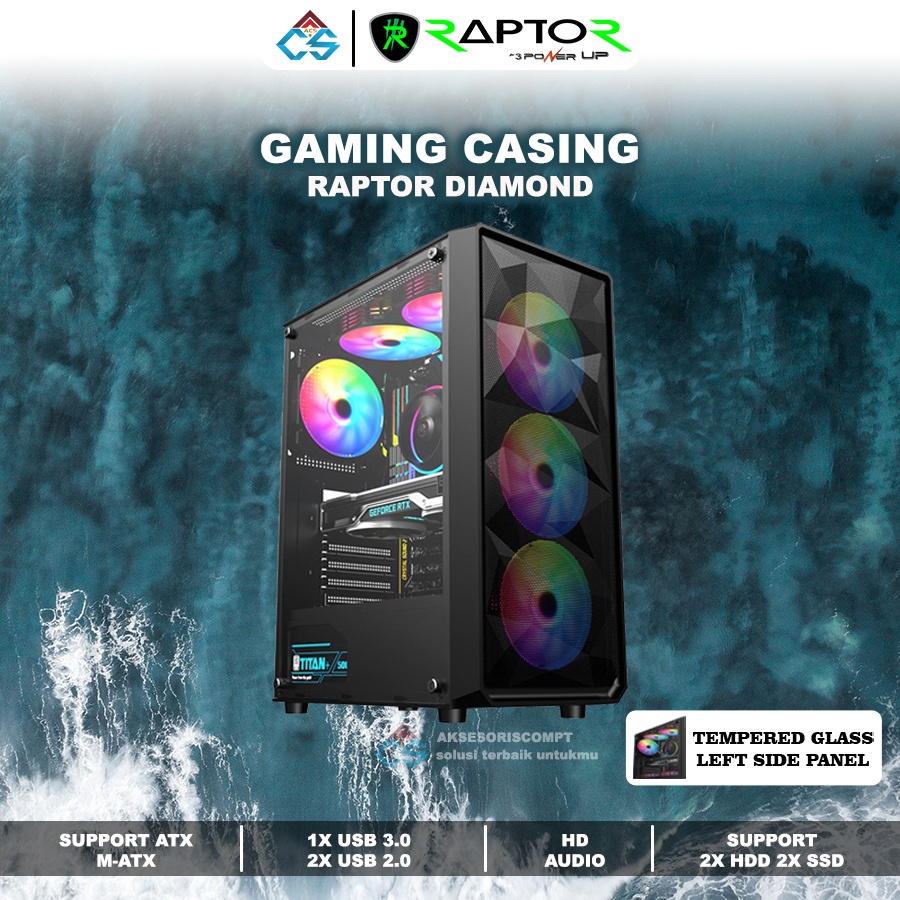 Jual Casing Gaming PowerUp Raptor Diamond - Casing Gaming | Shopee ...