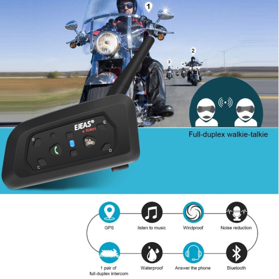 Jual INTERCOM EJEAS V6PRO FOR 6 RIDER PAIRING SENA BLUETOOTH TERLARIS ...
