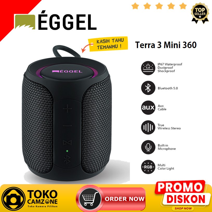 Jual Eggel Terra 3 Mini S 360 Waterproof Bluetooth Speaker - GARANSI ...