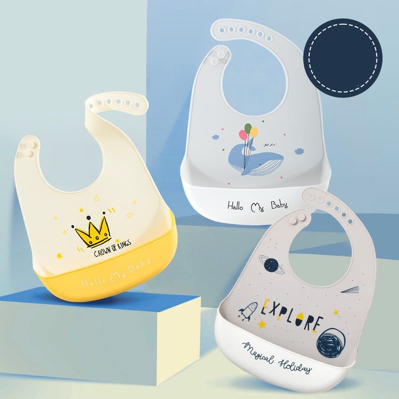 Jual Baby Bibs Silikon BPA Free Waterproof MPASI Celemek Makan Bayi ...