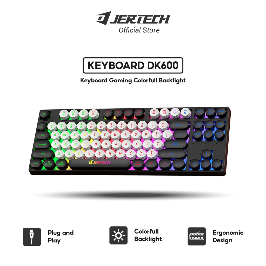 Jual JERTECH Keyboard Mini Kabel Usb DK-600A Multimedia Retro Punk ...