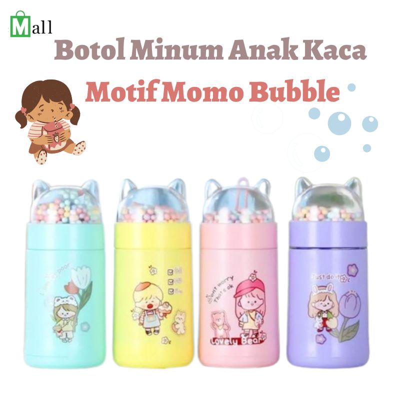 Jual BSM4 - Botol Minum Kaca Momo 350ML Termos Botol Minum Anak bubble ...