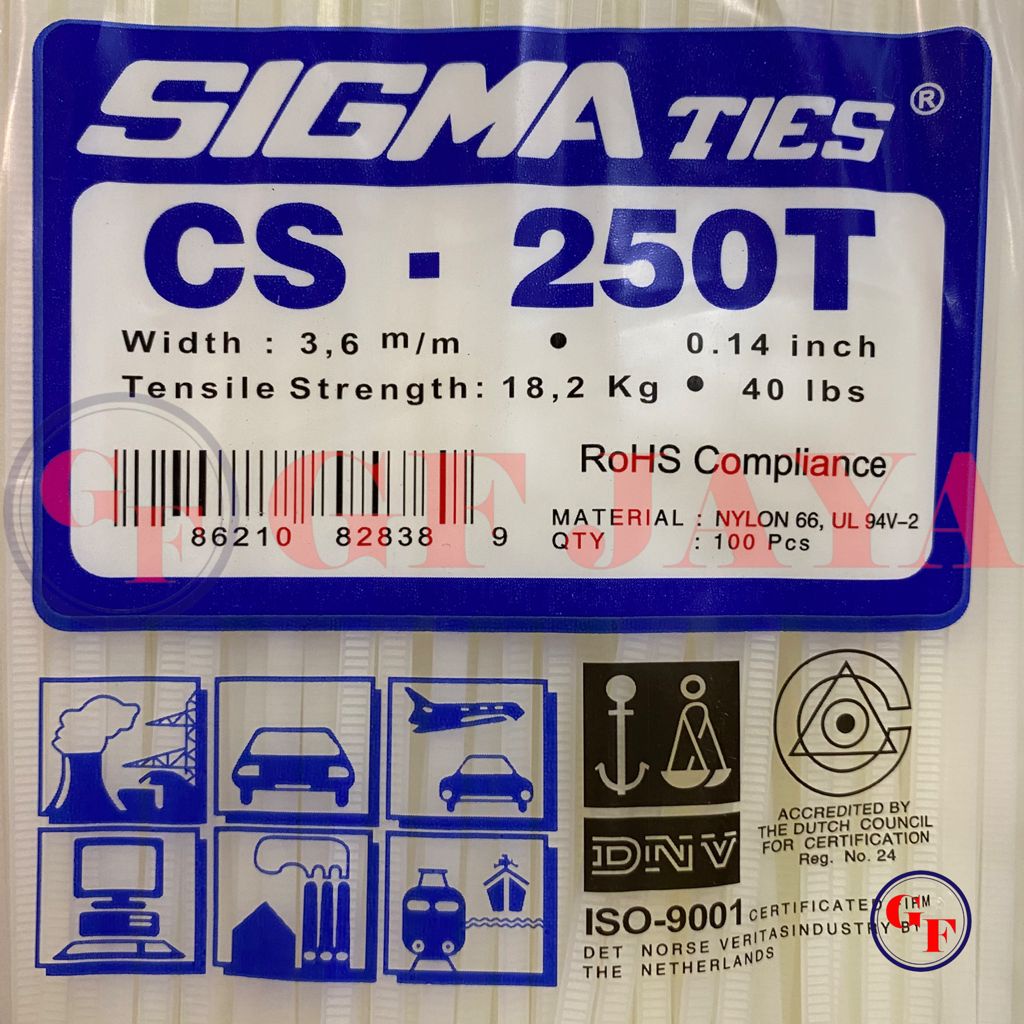 Jual Kabel Ties Sigma CS-250T 25cm x 3.6mm Putih / CS250T CV250 CV 250 T 25 cm 250mm 3.6 mm 3,6 ...
