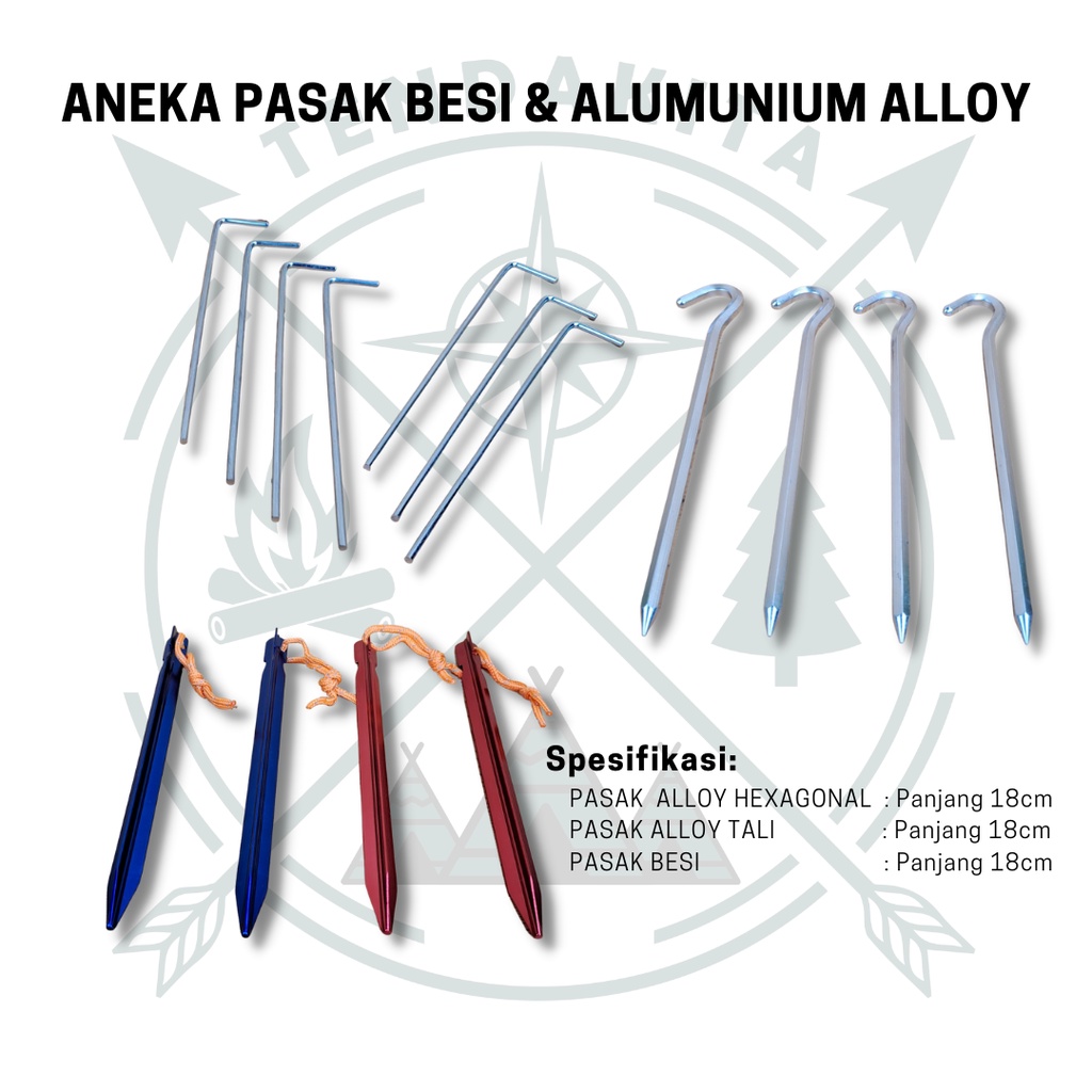 Jual PASAK TENDA ALLOY SILVER MERAH/METALGUN(ABU GELAP) PASK TENDA ...