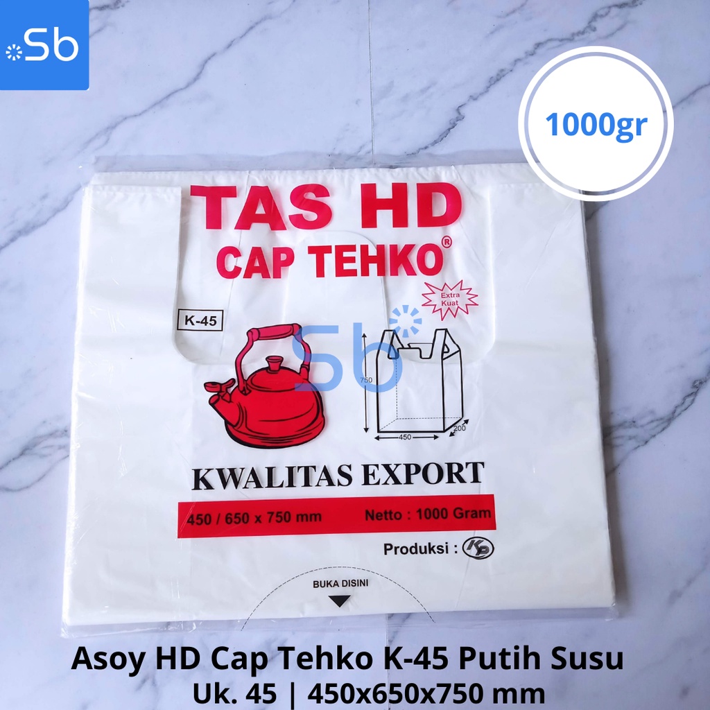Jual Kantongan Tas Plastik Asoy HD CAP TEHKO K-45 Putih Susu 1000gr 1kg Kresek Asoi Takeaway ...